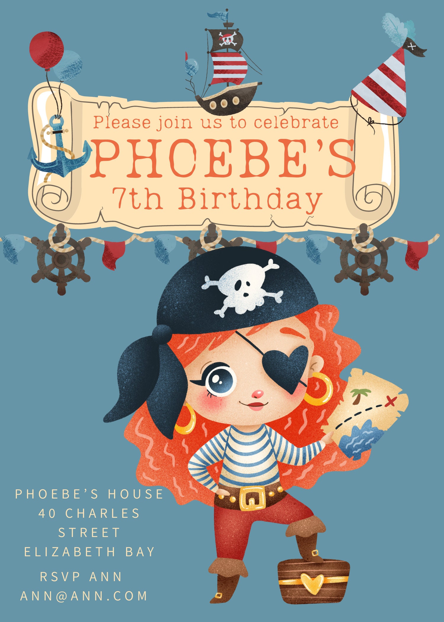 Pirate Birthday Invitation Custom Pirate Theme Birthday Invite ...