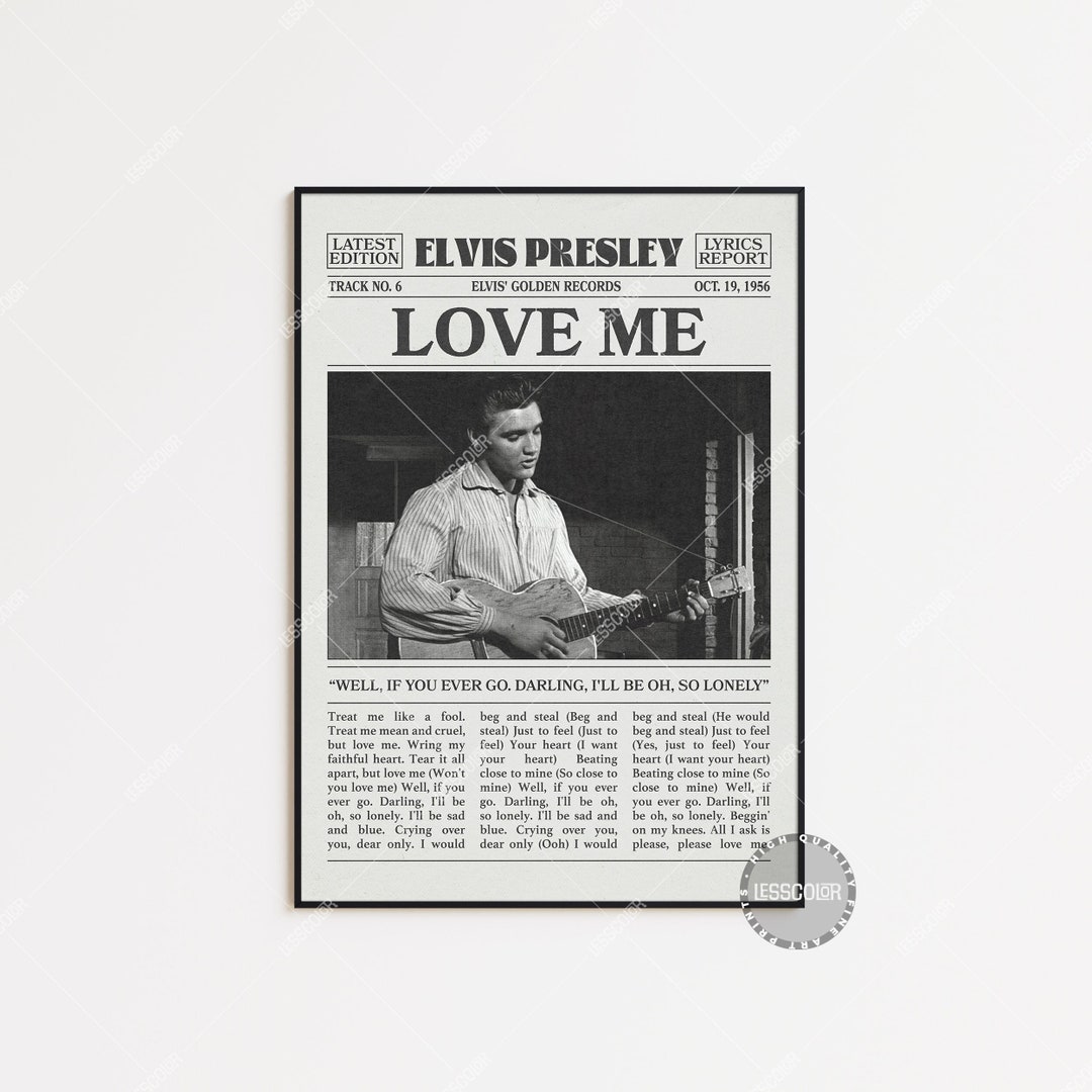 Elvis Presley Retro Newspaper Print, Love Me Poster, Love Me Print ...