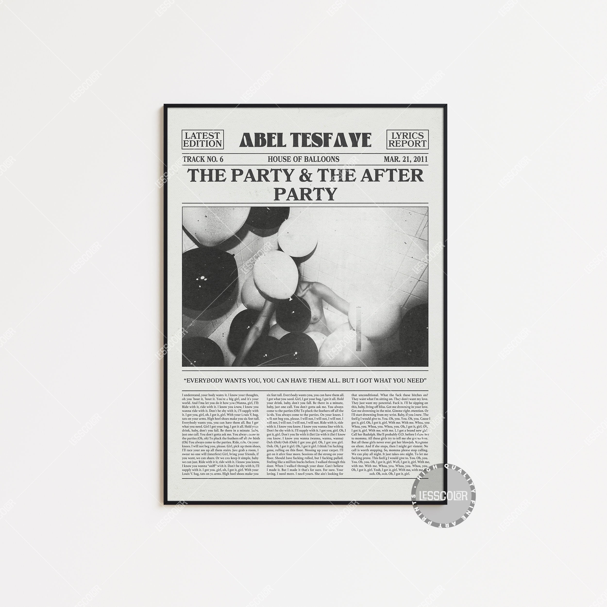 The Weeknd Retro Newspaper Print, the Party and the After Party Poster ...