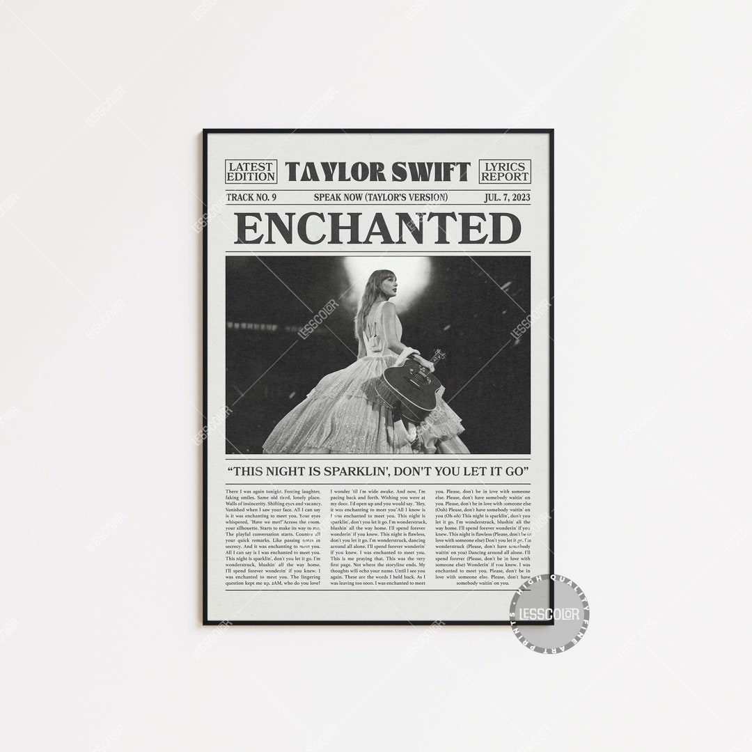 Taylor Swift Retro Newspaper Print, Enchanted Poster, Enchanted Lyrics ...