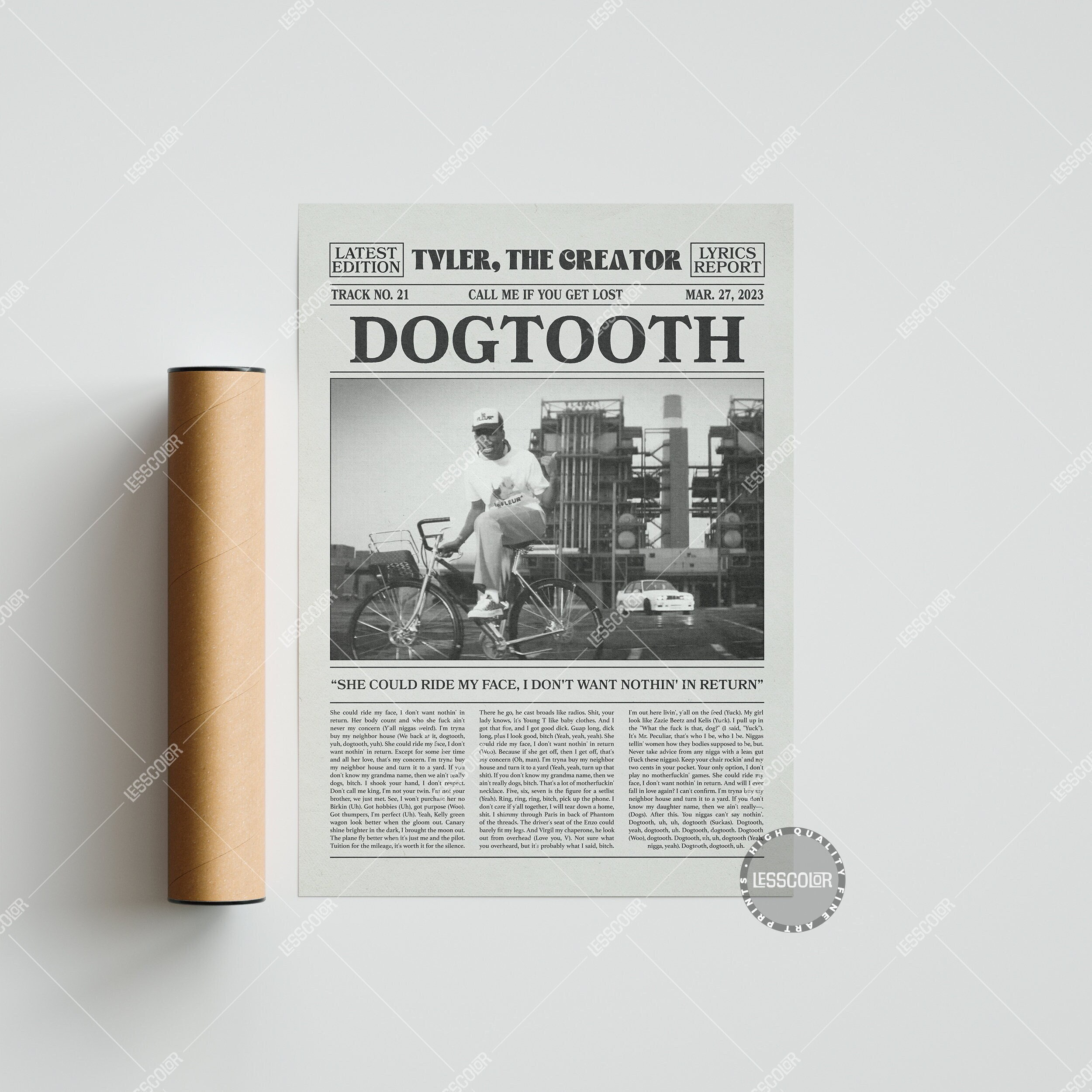 Tyler, the Creator Retro Newspaper Print, DOGTOOTH Poster, DOGTOOTH ...
