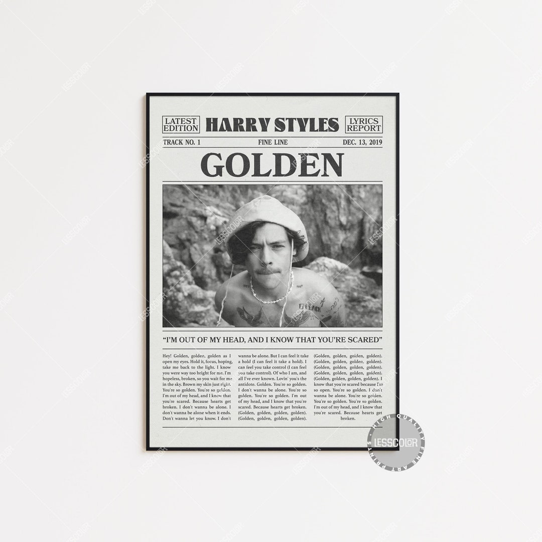 Harry Styles Retro Newspaper Print, Golden Poster, Golden Lyrics Print ...