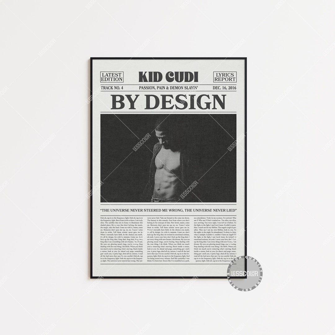 Kid Cudi Retro Newspaper Print, by Design Poster, Lyric Print, Kid Cudi ...
