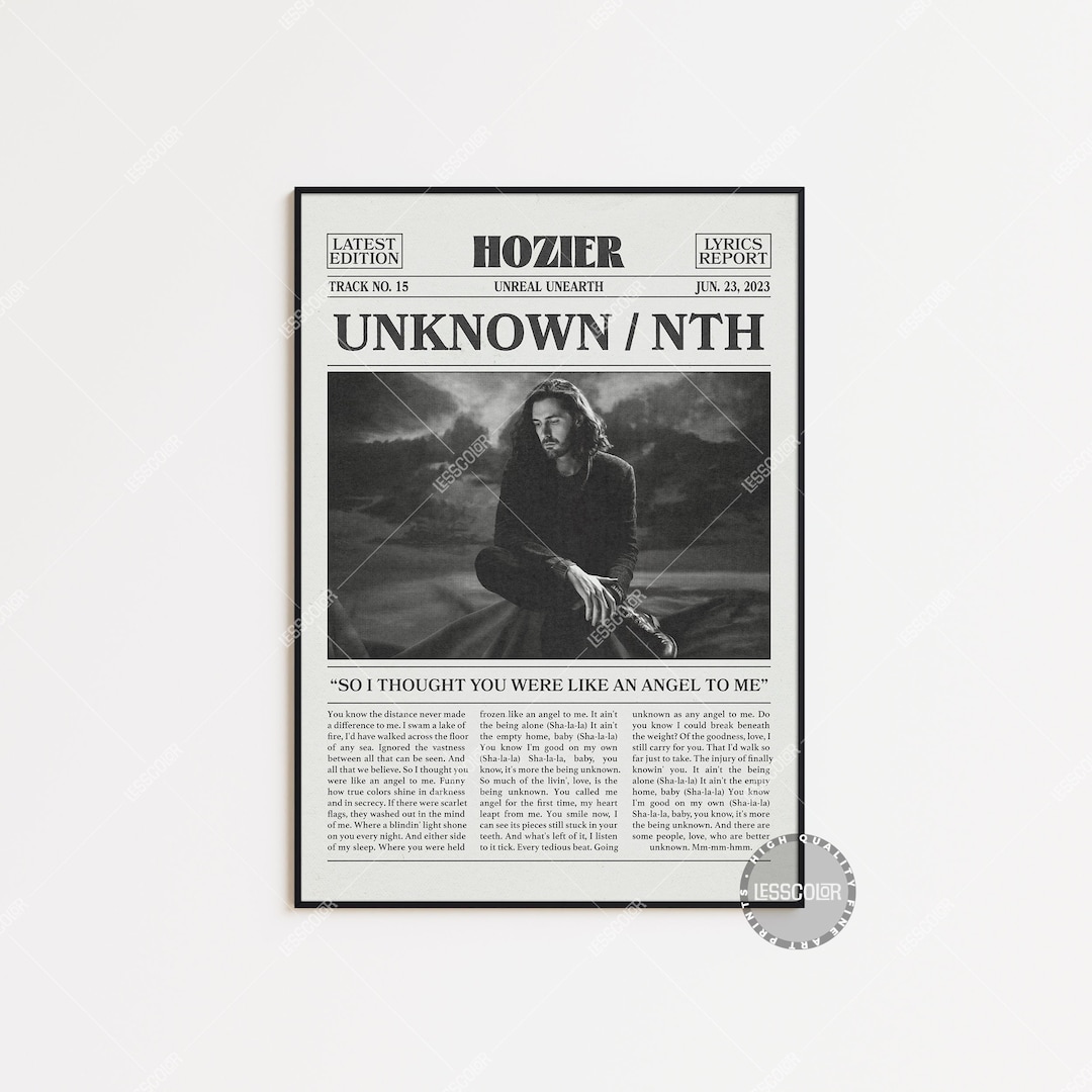 Hozier Retro Newspaper Print, Unknown/nth Poster, Unknown/nth Lyrics Print, Hozier Poster ...
