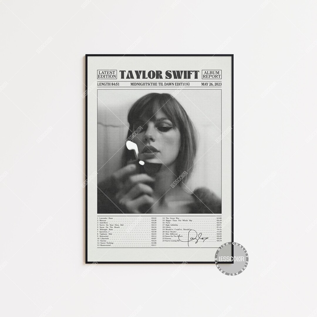 Taylor Swift Retro Newspaper Print, Midnights the Til Dawn Edition ...