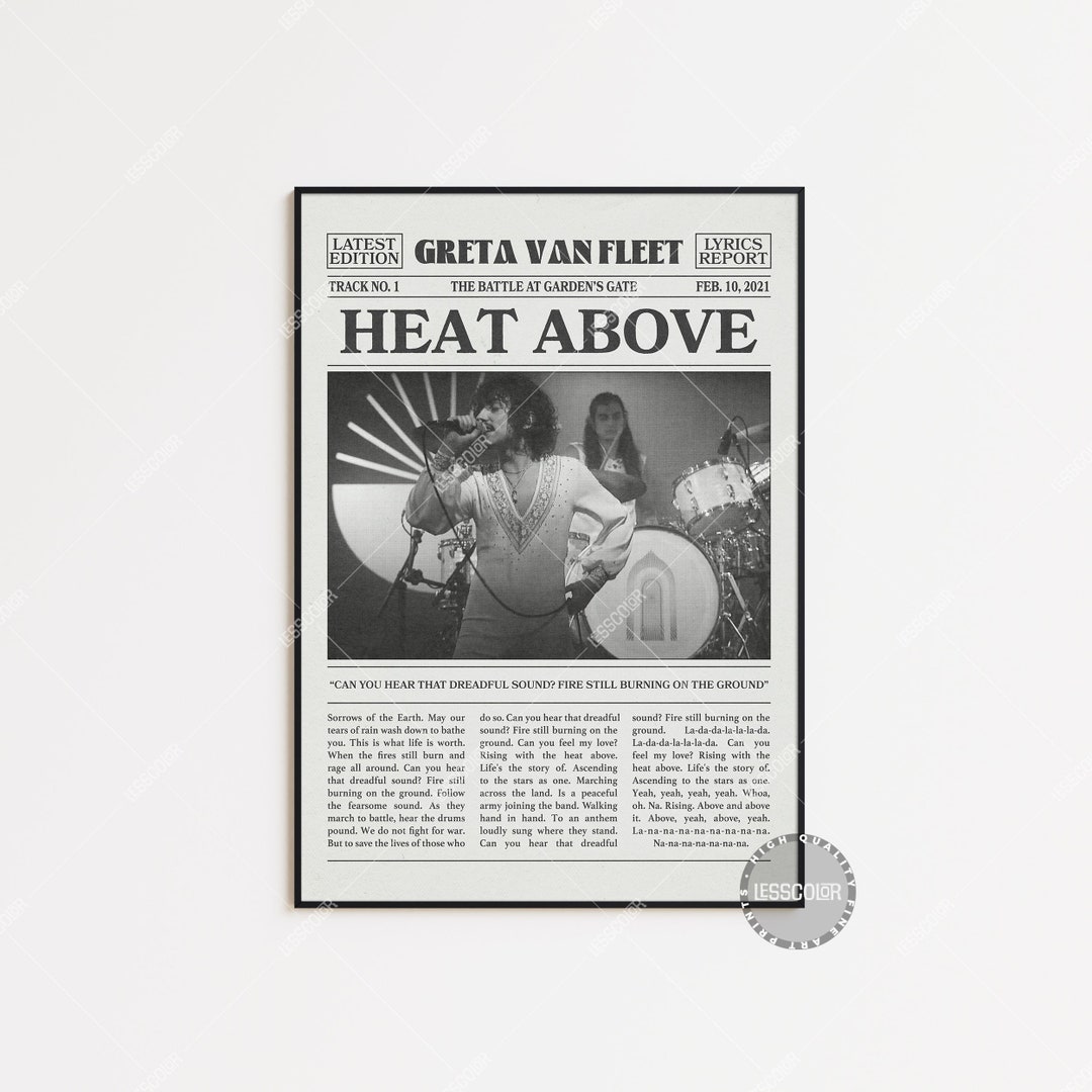 Greta Van Fleet Retro Newspaper Print, Heat Above Poster, Heat Above ...