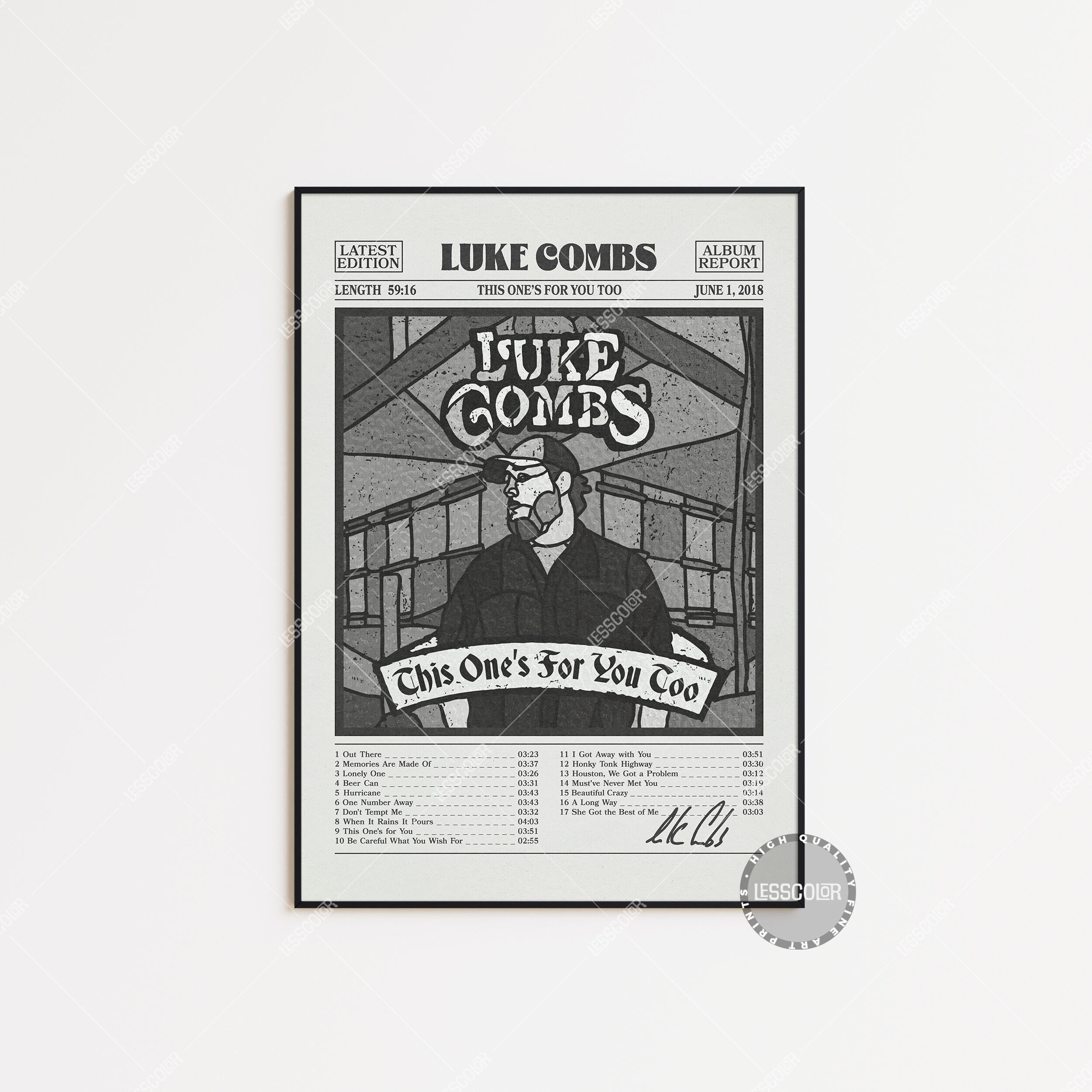 Luke Combs Retro Newspaper Print, This Ones for You Too Poster, Luke ...