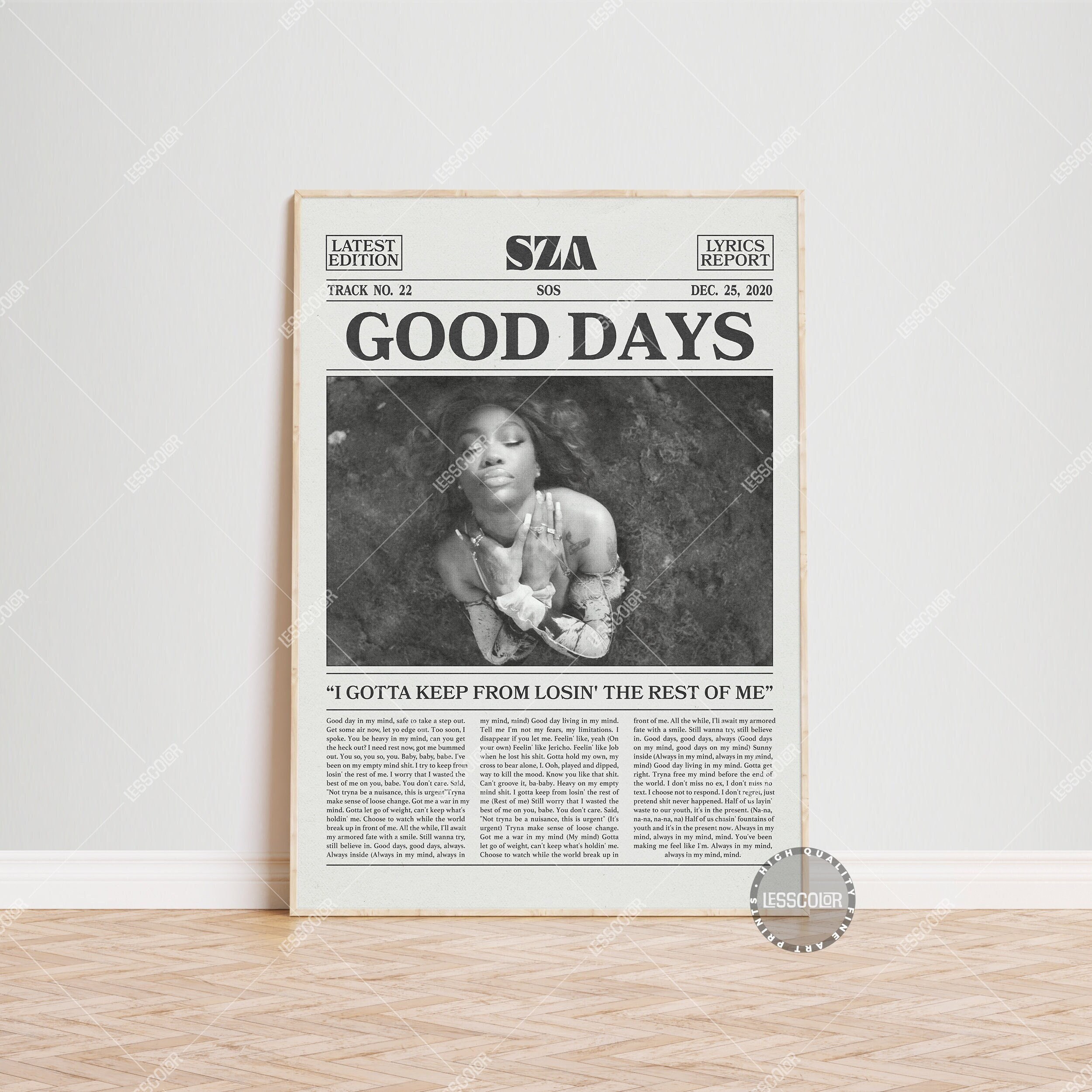 SZA Poster Good Days Poster, CTRL Poster, SZA Tracklist Album Cover ...