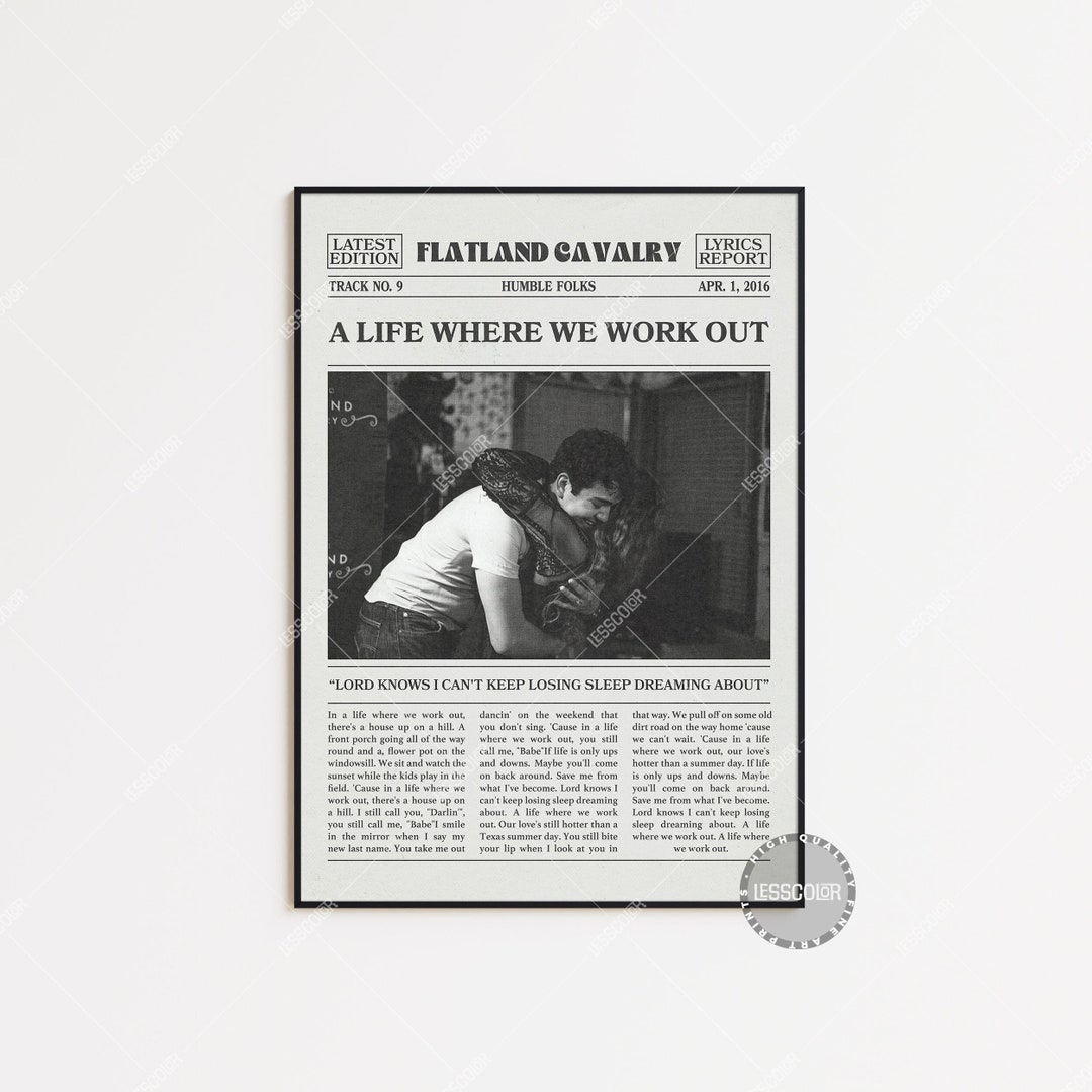 Flatland Calvary Retro Newspaper Print, a Life Where We Work Out Poster, Lyrics Print, Flatland ...