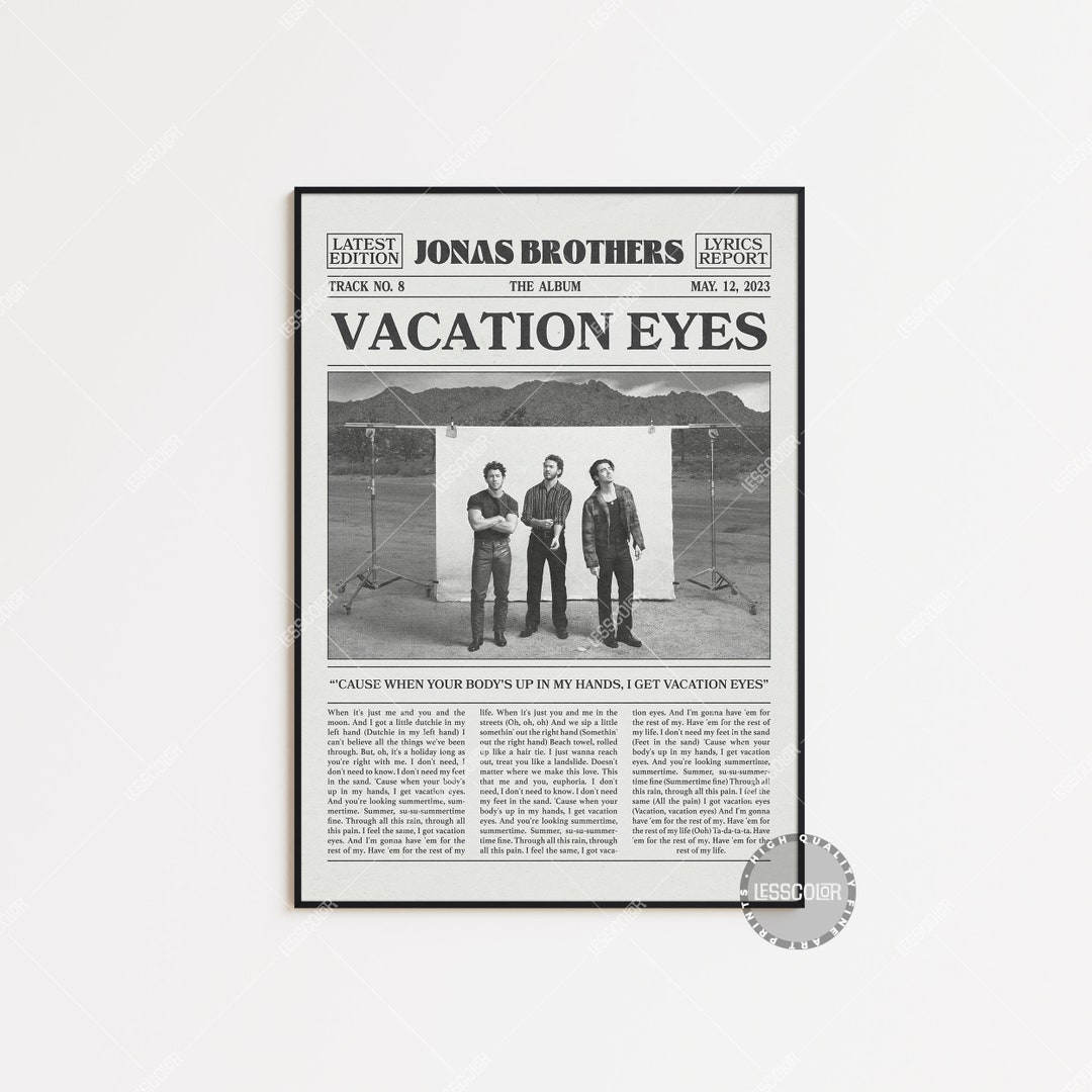 Jonas Brothers Newspaper Print, Vacation Eyes Poster, Vacation Eyes ...