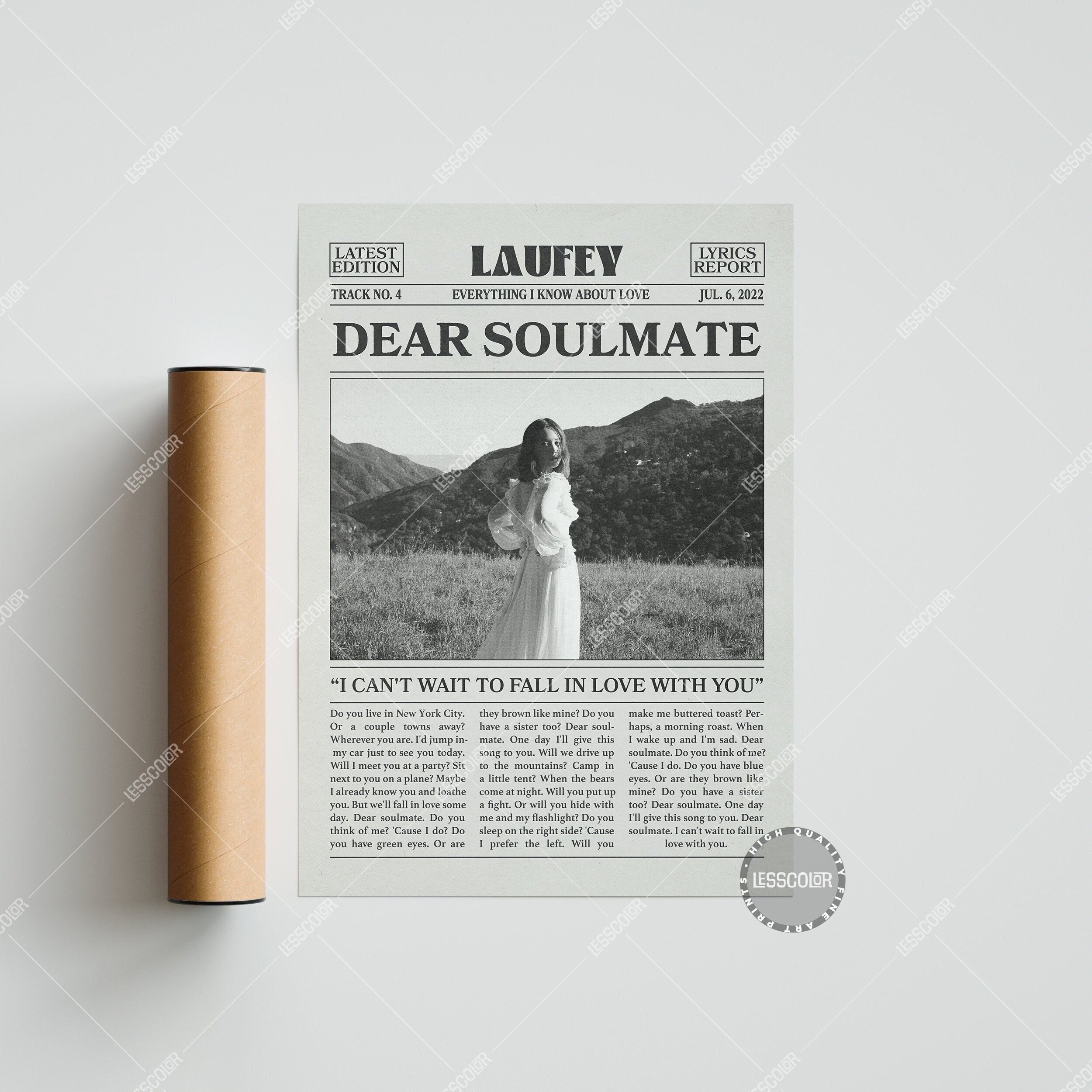 Laufey Retro Newspaper Print, Dear Soulmate Poster, Dear Soulmate ...