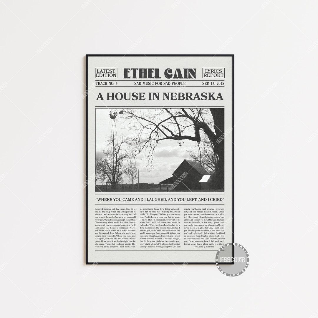 Ethel Cain Retro Newspaper Print, A House in Nebraska Poster, Lyrics ...