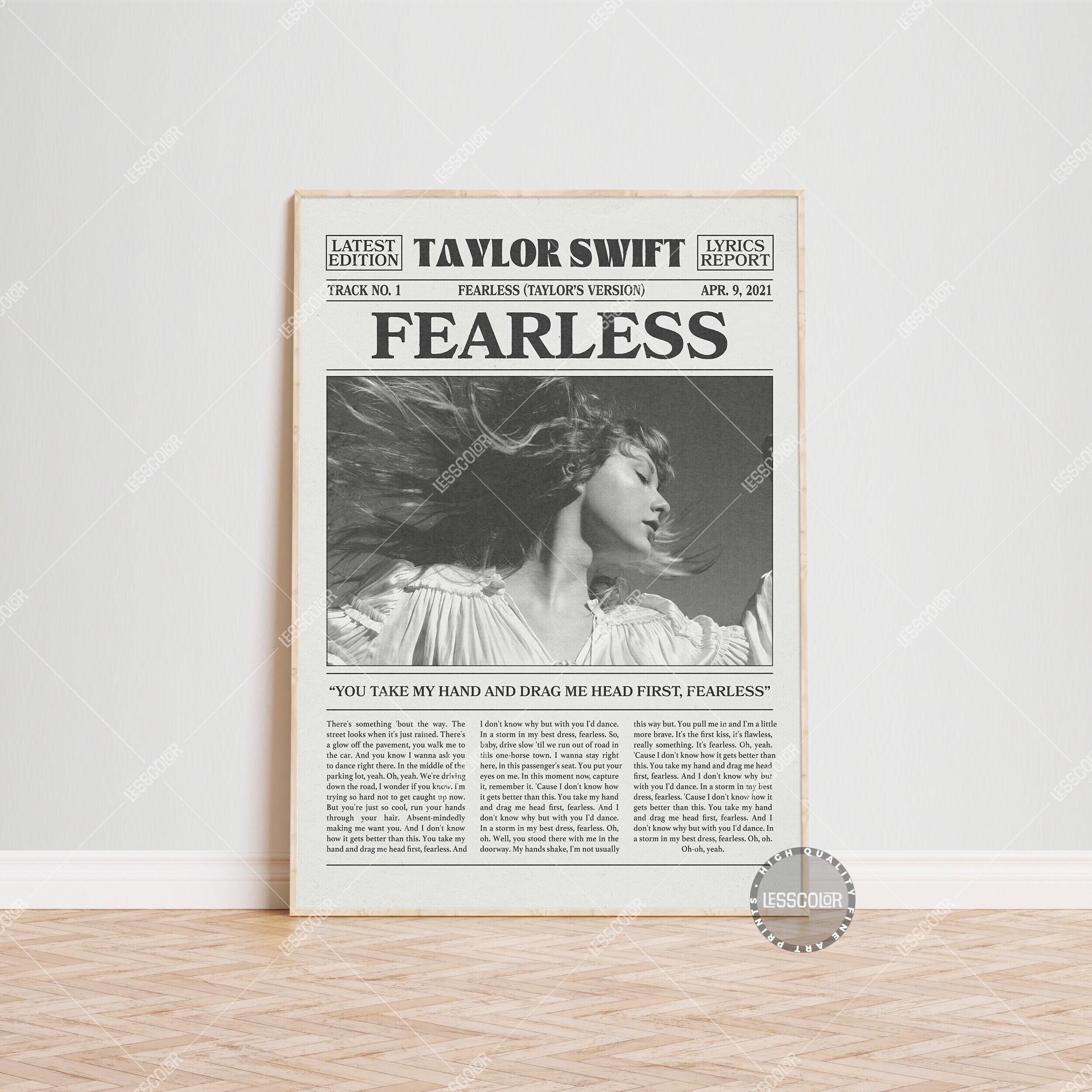 Taylor Swift Retro Newspaper Print, Fearless taylor's Version Poster ...