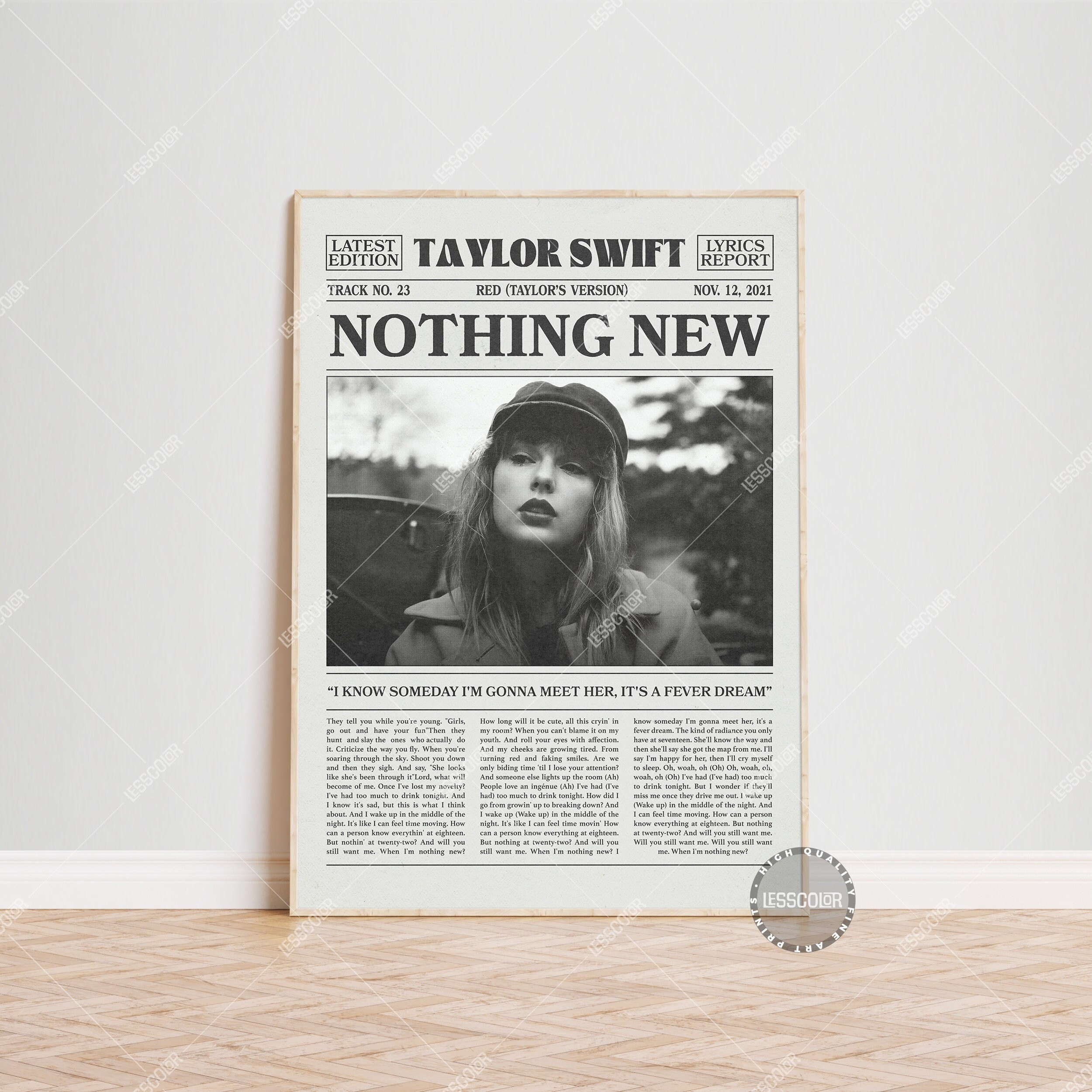 Taylor Swift Retro Newspaper Print, Nothing New Poster, Nothing New ...