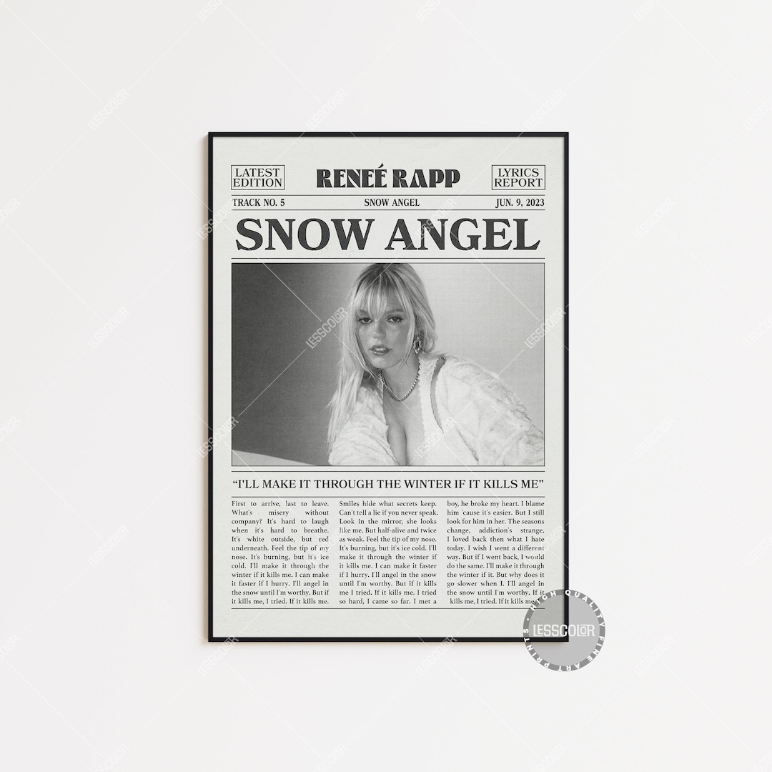 Reneé Rapp Retro Newspaper Print, Snow Angel Poster, Snow Angel Lyrics ...