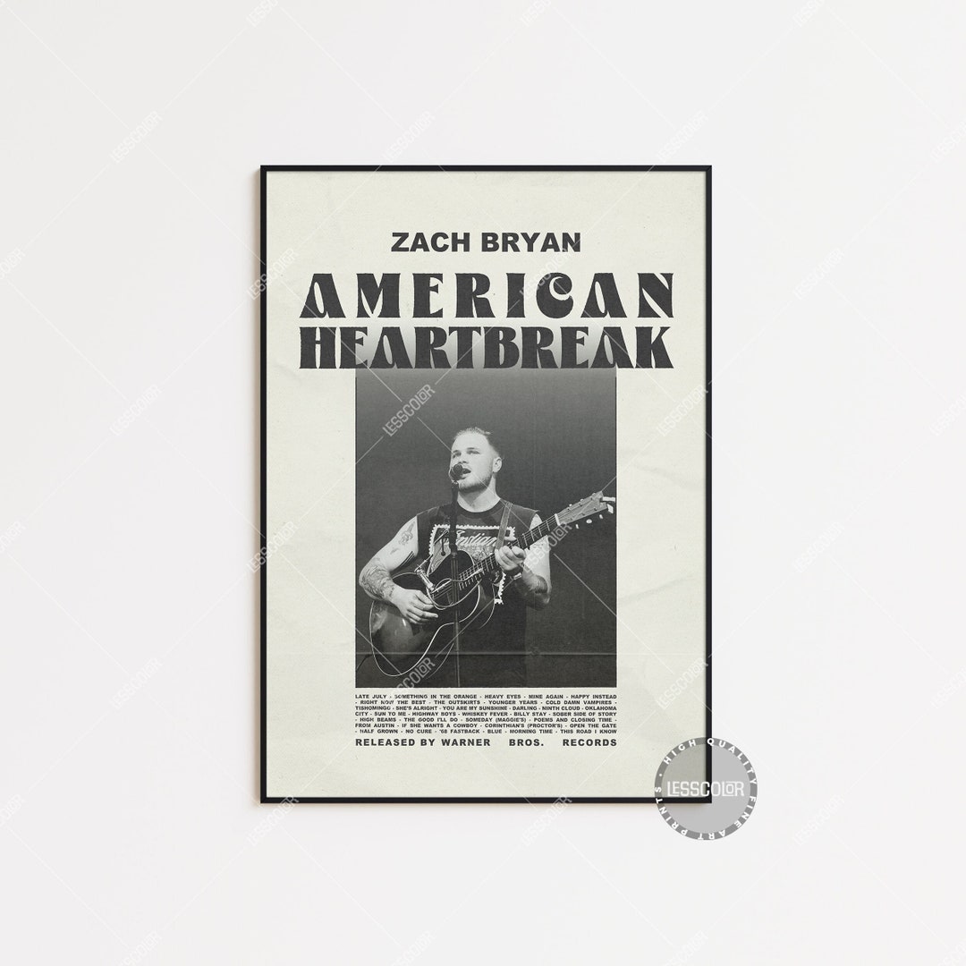 Zach Bryan Posters / American Heartbreak Poster / Zach Bryan, American ...
