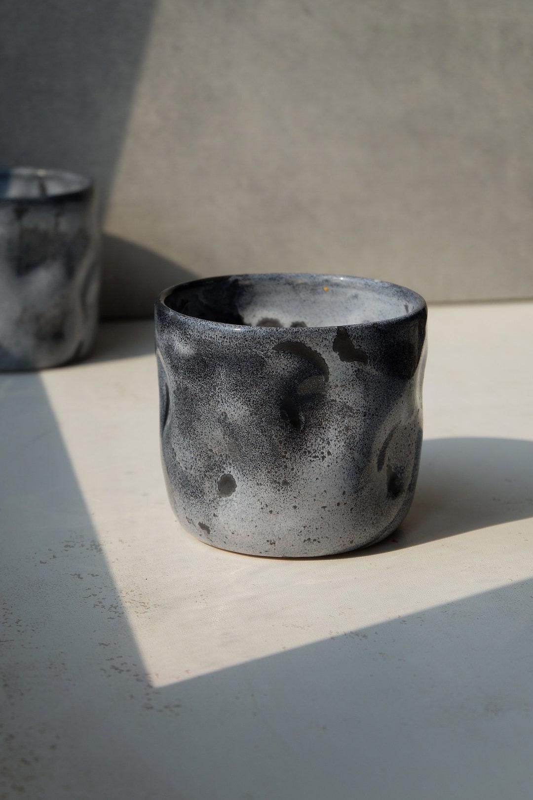 White and Black Ceramic Coffee Cup, Nordic Style Mug, Stoneware Gray ...