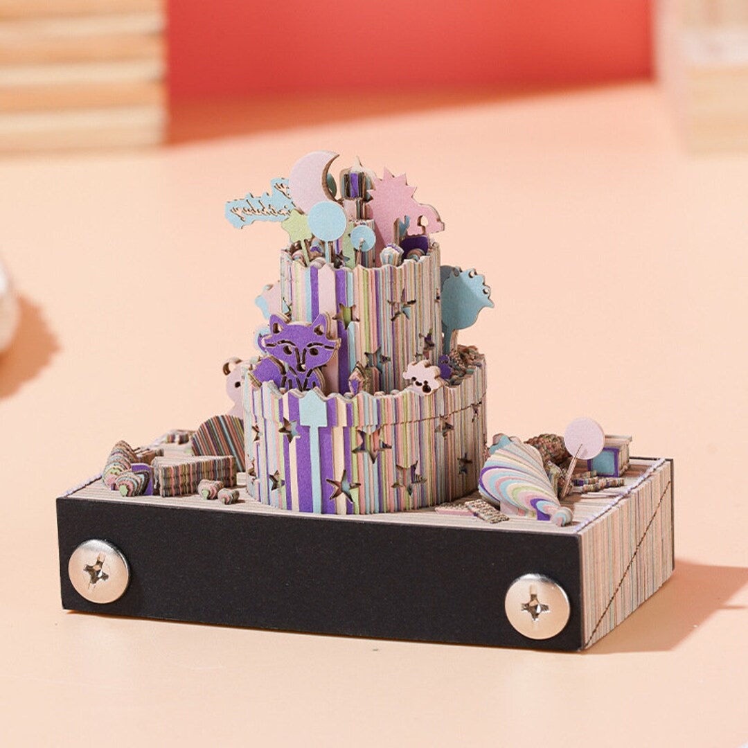 3D Sticky Notes Paper 3D Memo Pad Paper Carving Art Birthday Cake ...