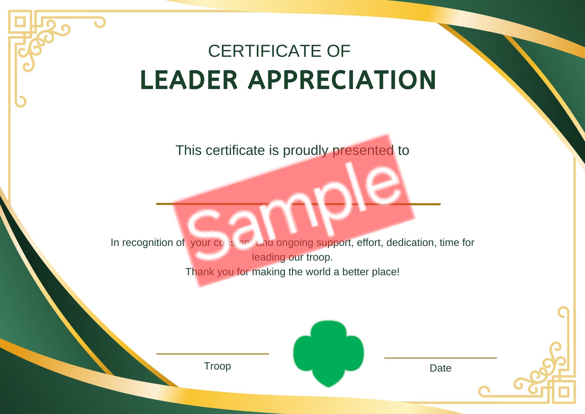 Girl Scout Leader Appreciation Certificate - Etsy