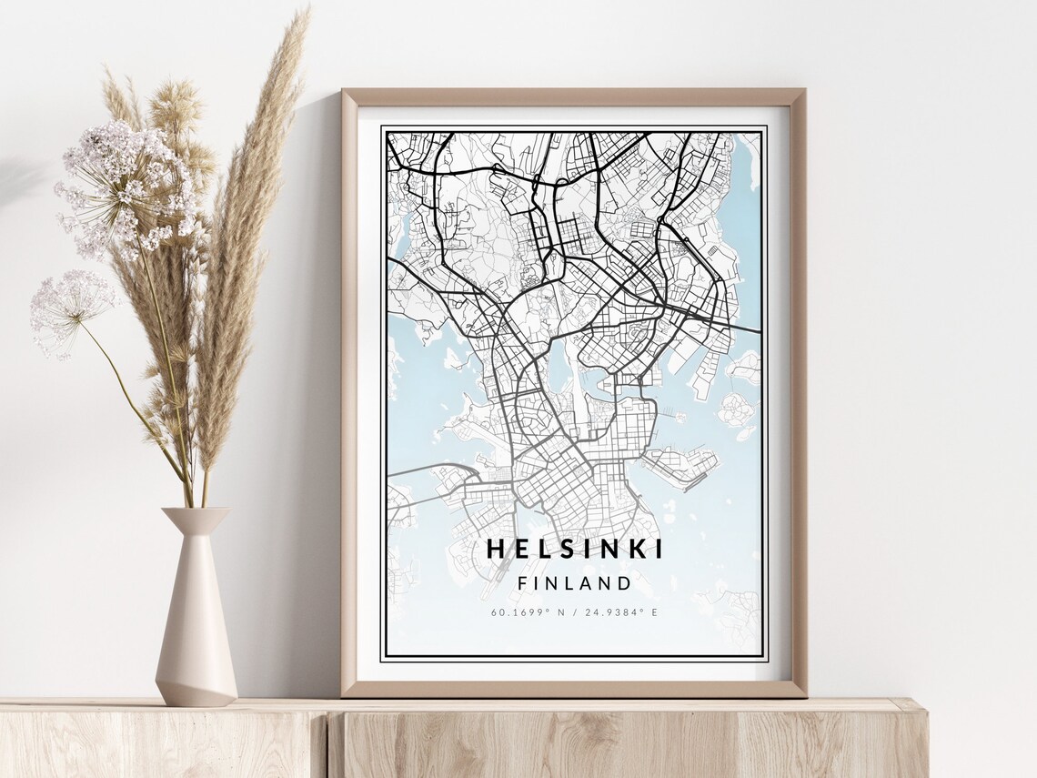 Helsinki City Map Print | Helsinki Poster | Wall Art | Geographic Print ...