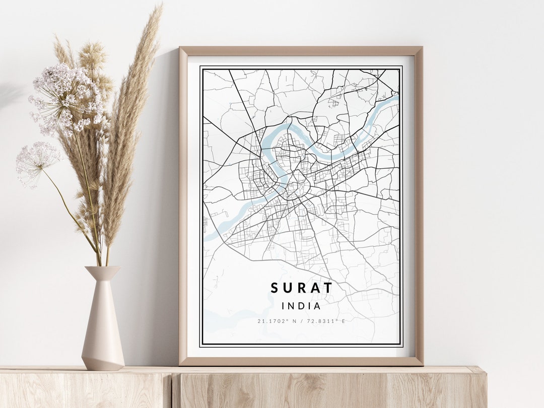 Surat City Map Print | Surat Poster | Wall Art | Geographic Print ...