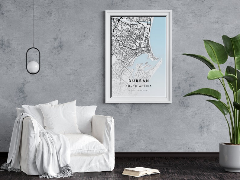 Durban City Map Print | Durban Poster | Wall Art | Geographic Print ...