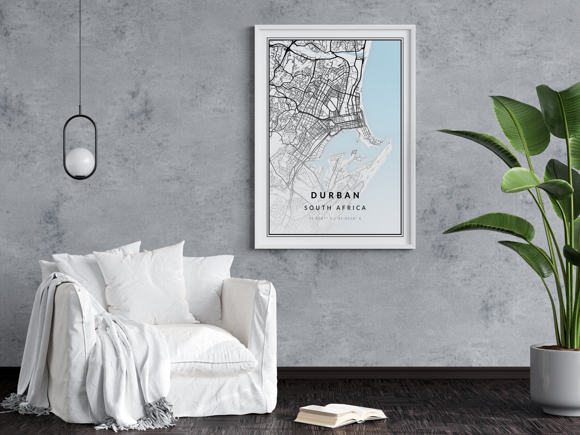 Durban City Map Print | Durban Poster | Wall Art | Geographic Print ...