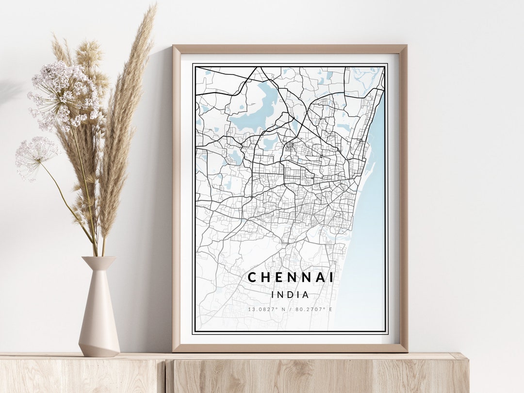 Chennai City Map Print | Chennai Poster | Wall Art | Geographic Print ...