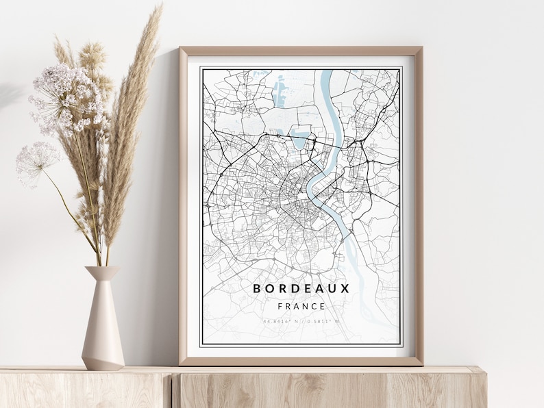 Bordeaux City Map Print | Bordeaux Poster | Wall Art | Geographic Print ...