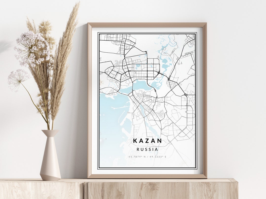 Kazan City Map Print | Kazan Poster | Wall Art | Geographic Print ...