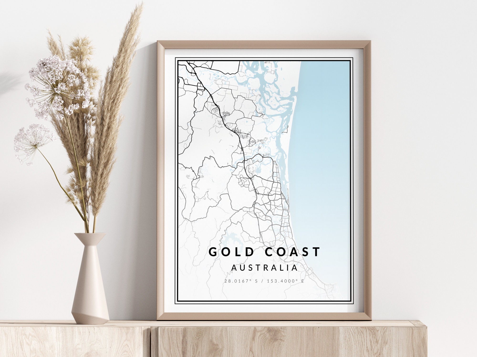 Gold Coast Map Print | Gold Coast Poster | Wall Art | Geographic Print ...