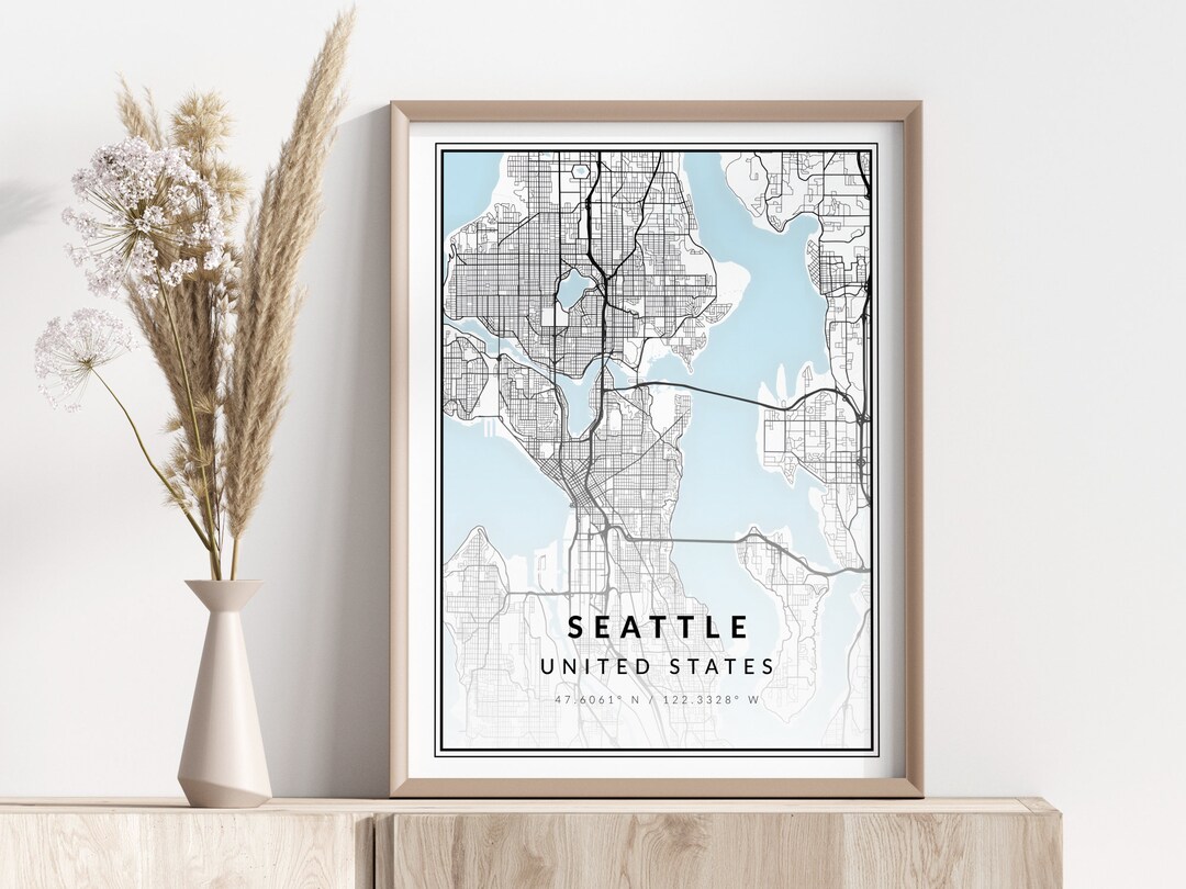 Seattle City Map Print | Seattle Poster | Wall Art | Geographic Print ...