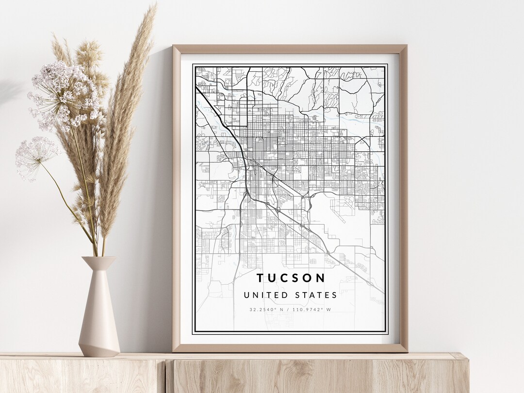 Tucson City Map Print | Tucson Poster | Wall Art | Geographic Print ...