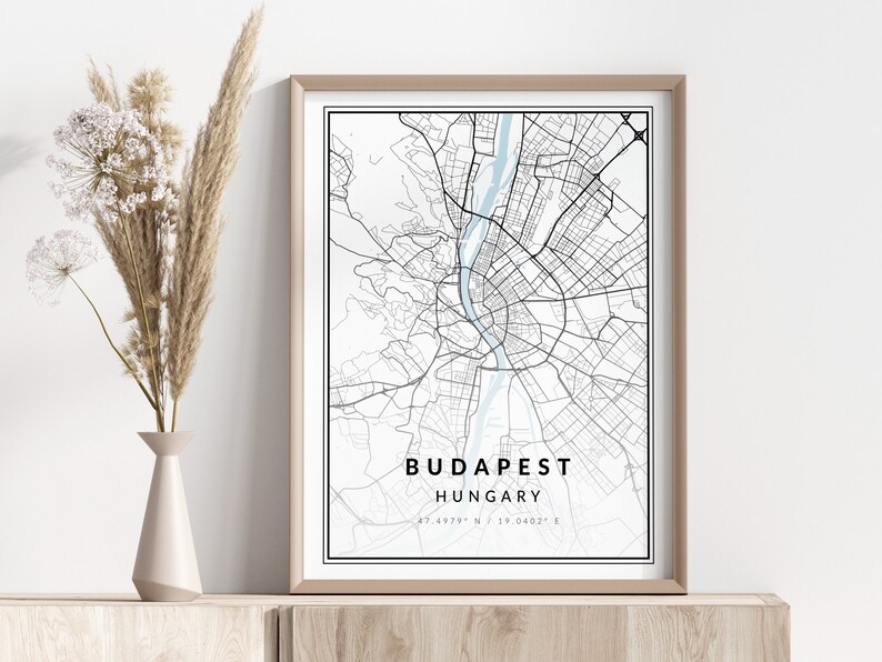 Budapest City Map Print | Budapest Poster | Wall Art | Geographic Print ...