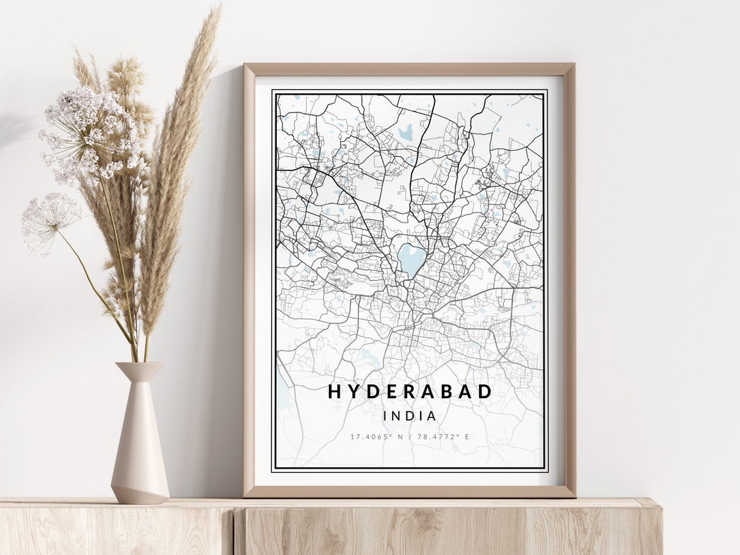 Hyderabad City Map Print | Hyderabad Poster | Wall Art | Geographic ...