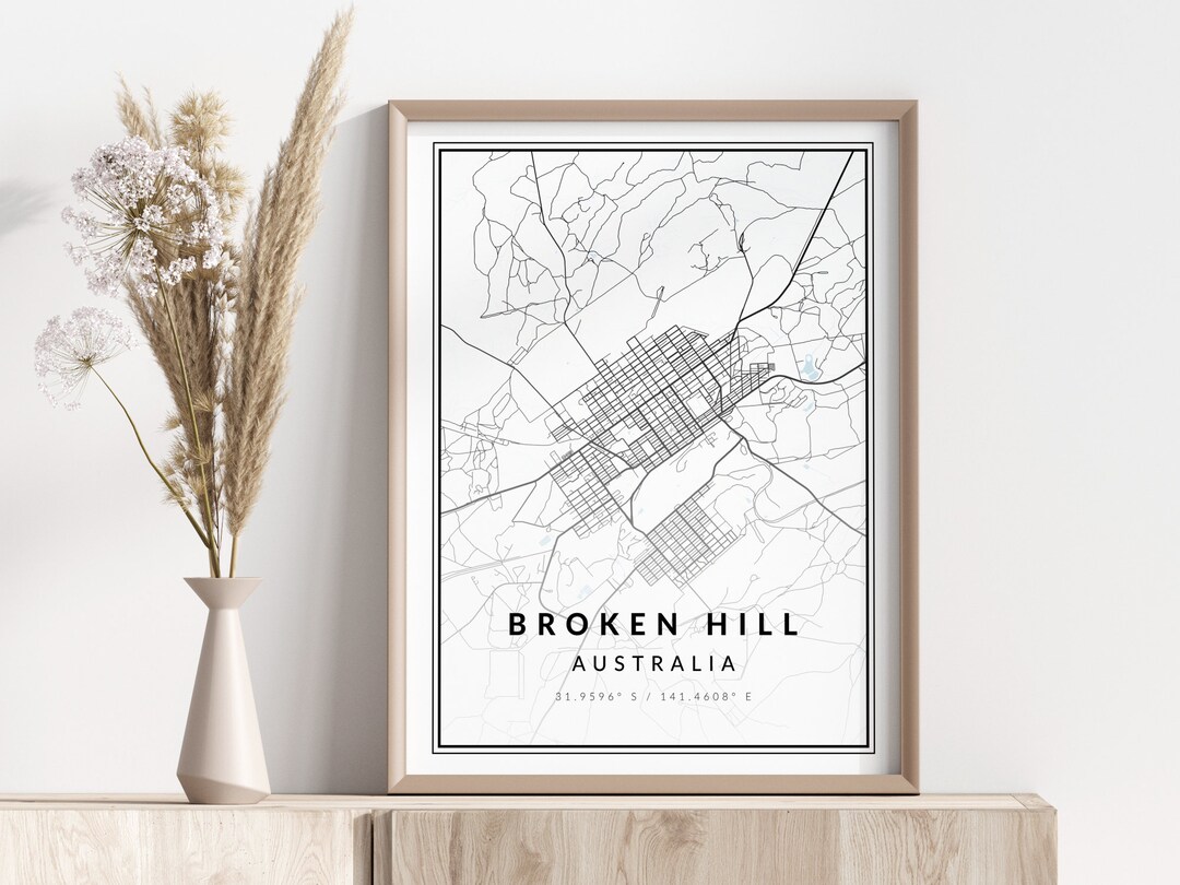 Broken Hill City Map Art Print: Minimalist Geographic Wall Decor ...