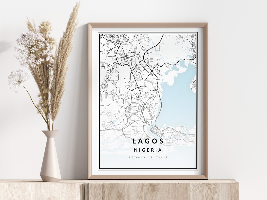 Lagos City Map Print | Lagos Poster | Wall Art | Geographic Print ...