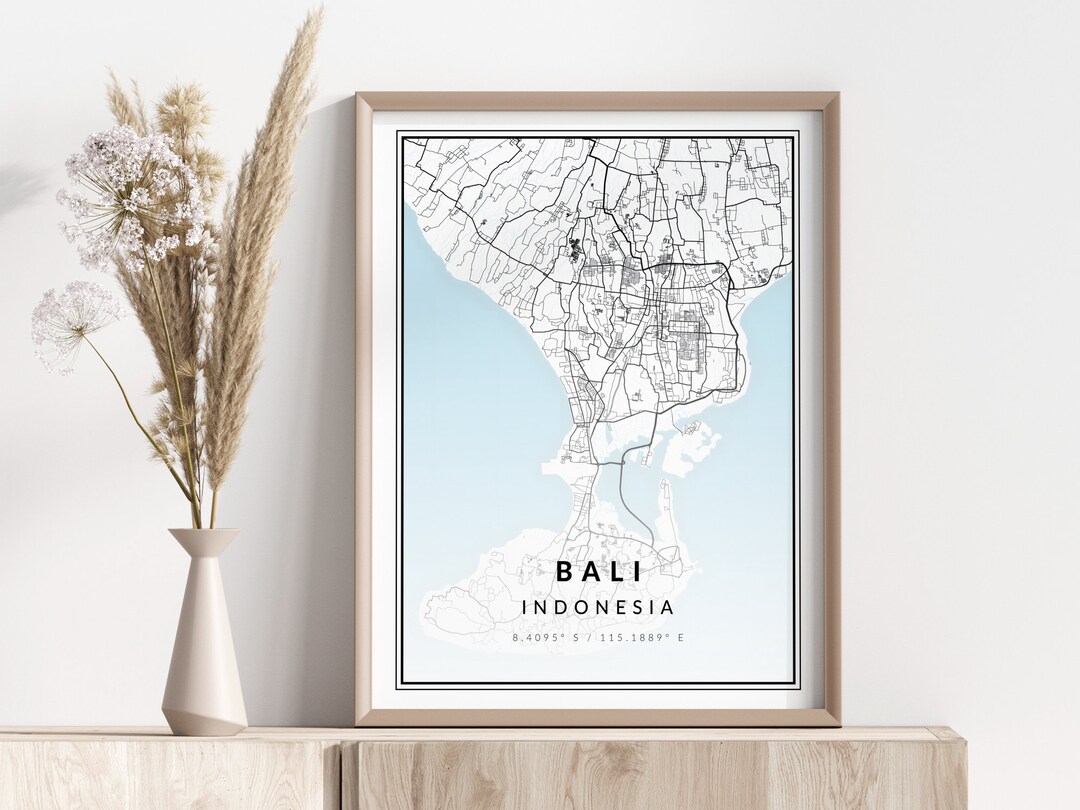 Bali Map Print | Bali Poster | Wall Art | Geographic Print | Digital ...