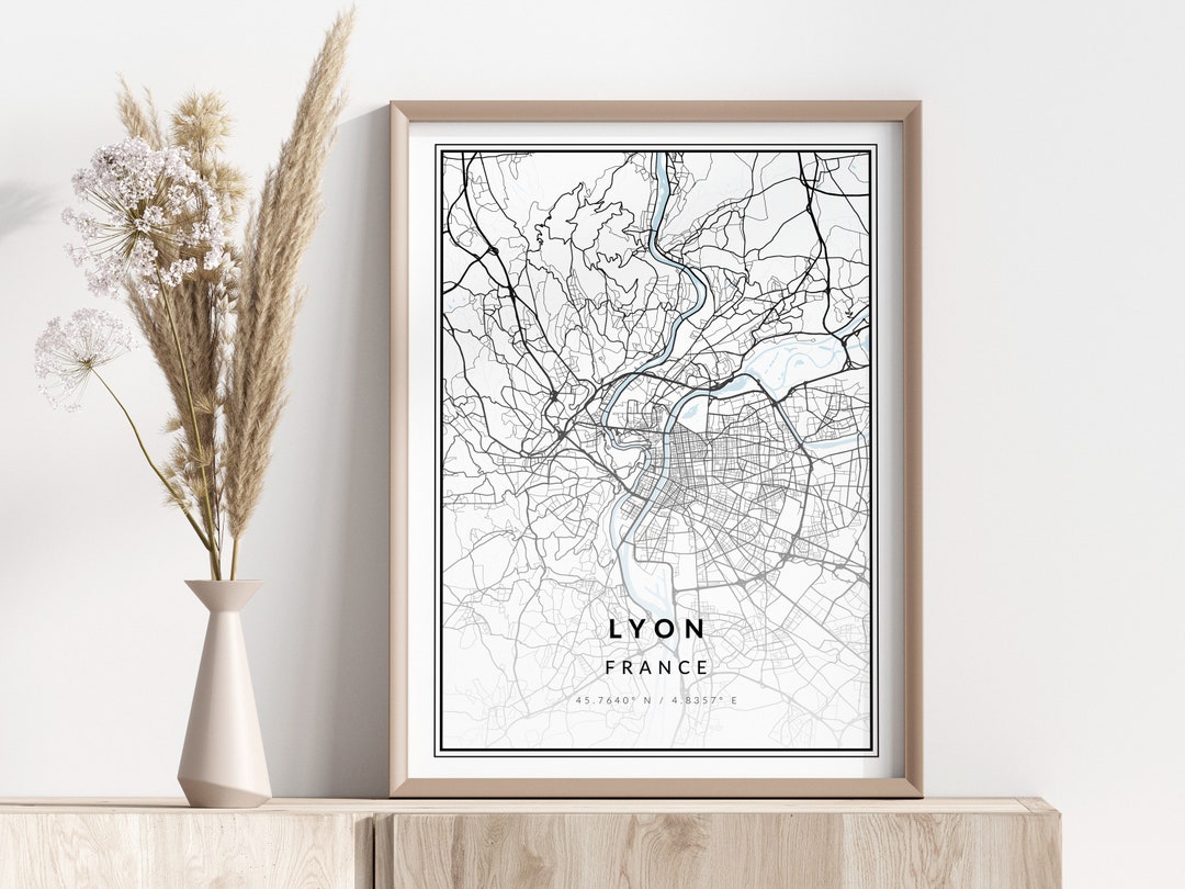 Lyon City Map Print | Lyon Poster | Wall Art | Geographic Print ...