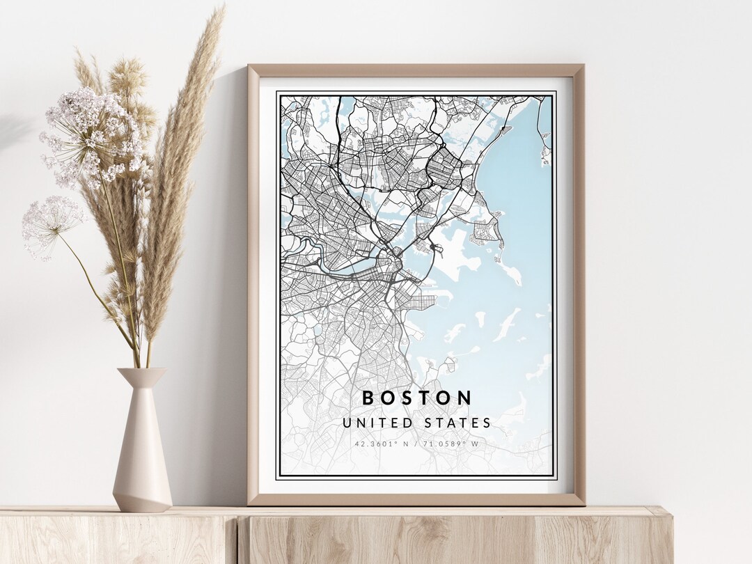 Boston City Map Art Print: Detailed Geographic Wall Decor (digital ...