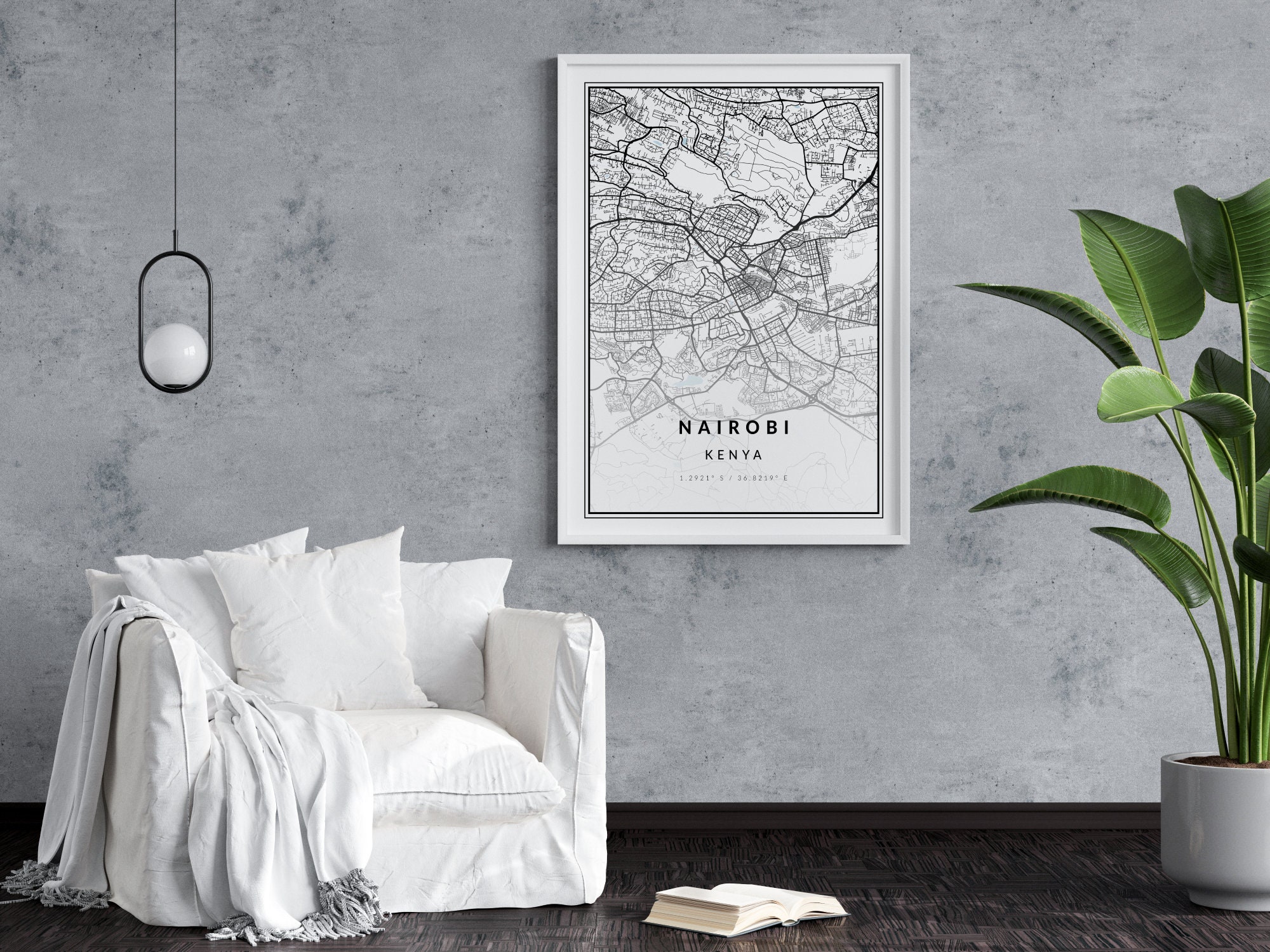 Nairobi City Map Print | Nairobi Poster | Wall Art | Geographic Print ...