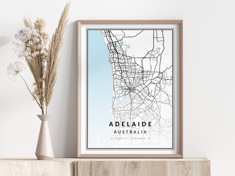 Adelaide City Map Print | Adelaide Poster | Wall Art | Geographic Print ...