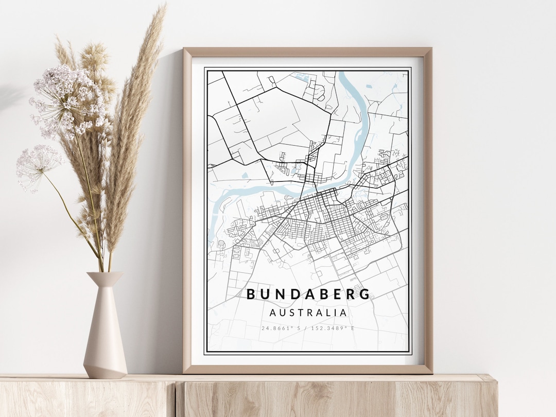 Bundaberg City Map Print | Bundaberg Poster | Wall Art | Geographic ...