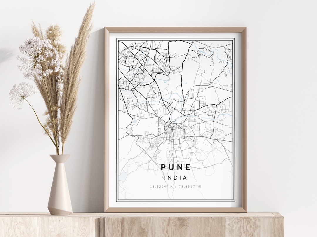 Pune City Map Print | Pune Poster | Wall Art | Geographic Print ...