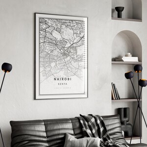 Nairobi City Map Print | Nairobi Poster | Wall Art | Geographic Print ...