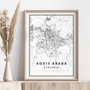 Addis Ababa Map Print | Addis Ababa Poster | Wall Art | Geographic ...