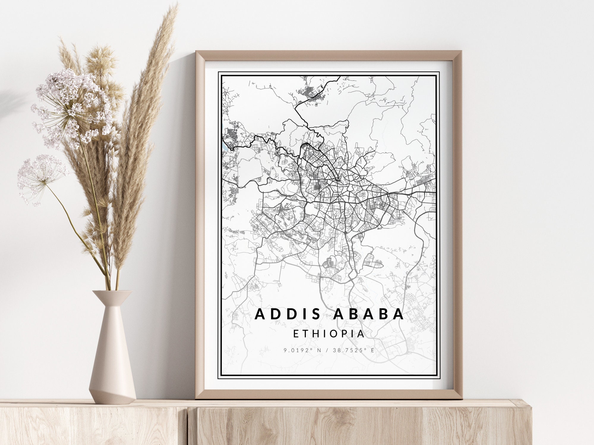 Addis Ababa Map Print | Addis Ababa Poster | Wall Art | Geographic ...