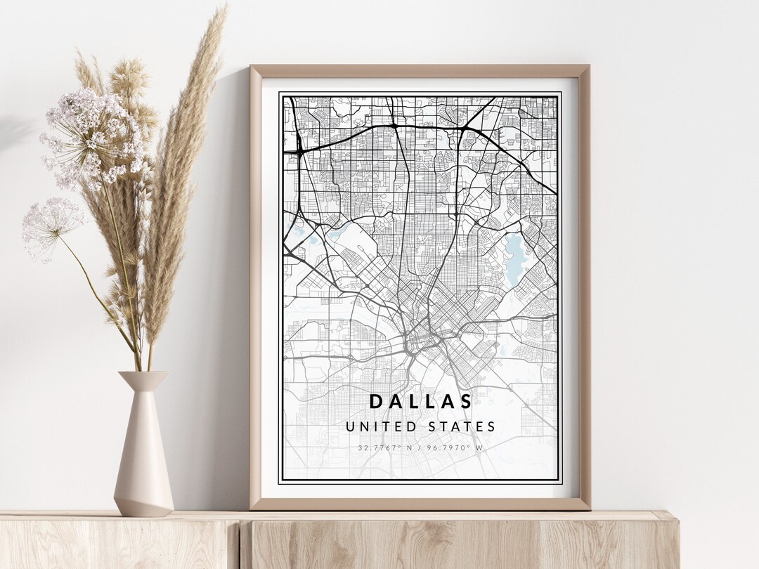 Dallas City Map Print | Dallas Poster | Wall Art | Geographic Print ...