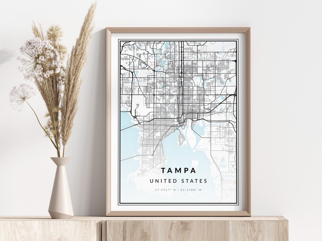 Tampa City Map Print | Tampa Poster | Wall Art | Geographic Print ...
