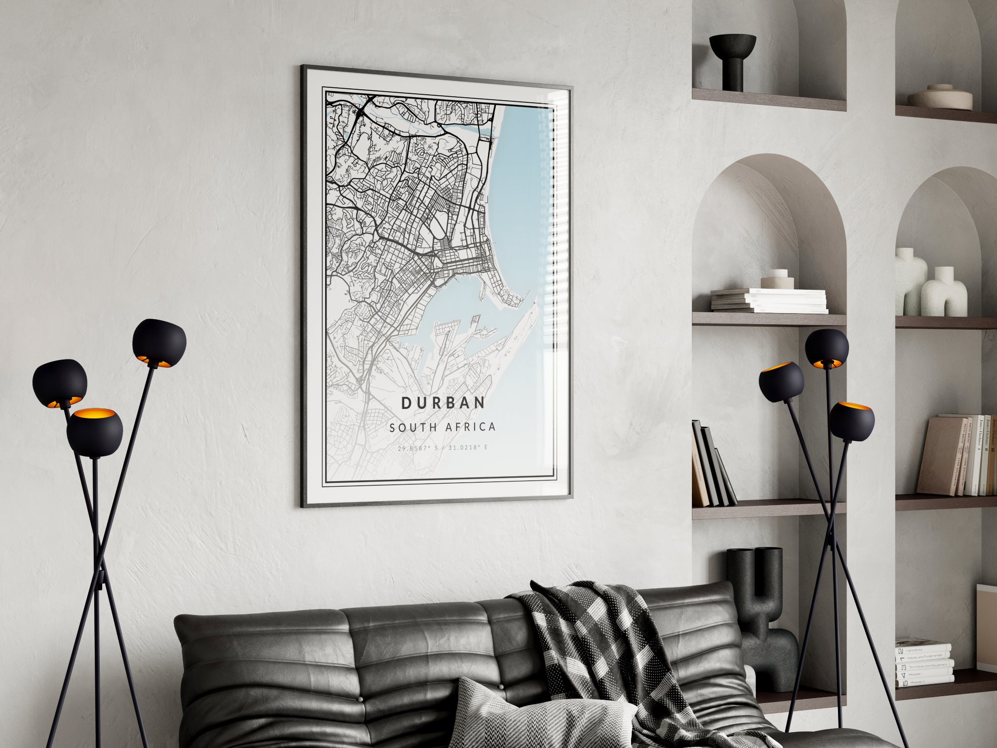 Durban City Map Print | Durban Poster | Wall Art | Geographic Print ...